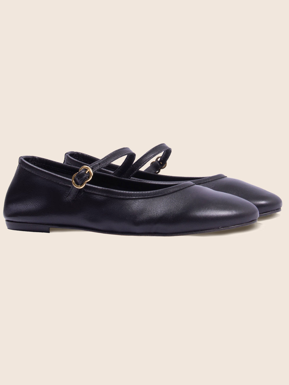 Black smooth leather flat Mary-Janes| JULES & JENN