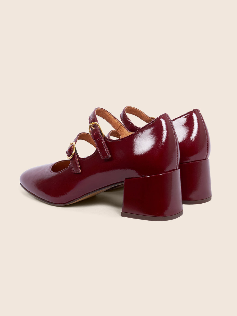 Babies à talon femme cuir vernis bordeaux | JULES & JENN
