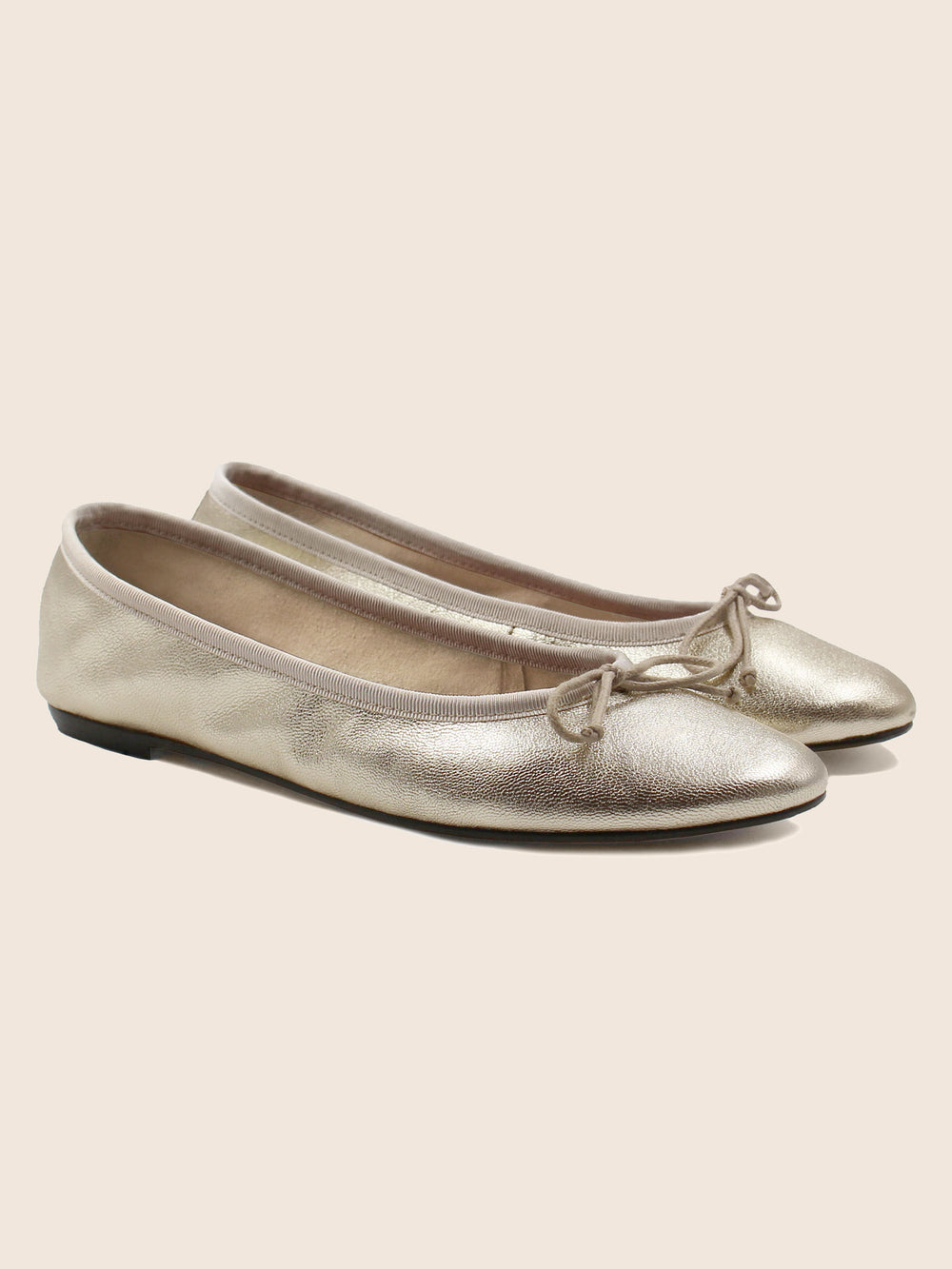 Gold metallic leather classic ballet flats made in Portugal | JULES & JENN