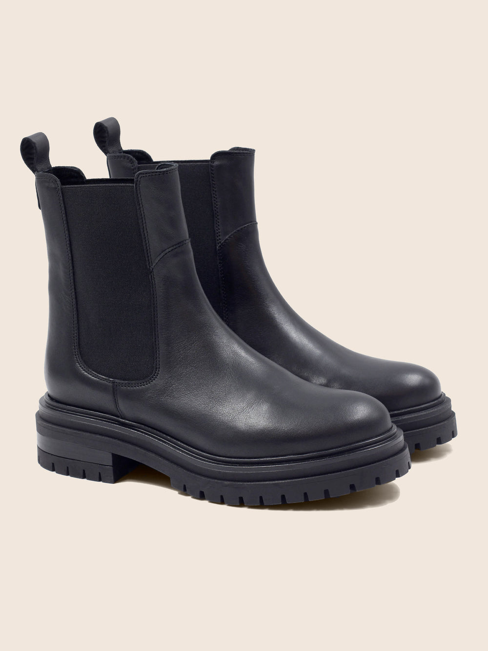 Handmade black leather lug sole Chelsea boots | JULES & JENN