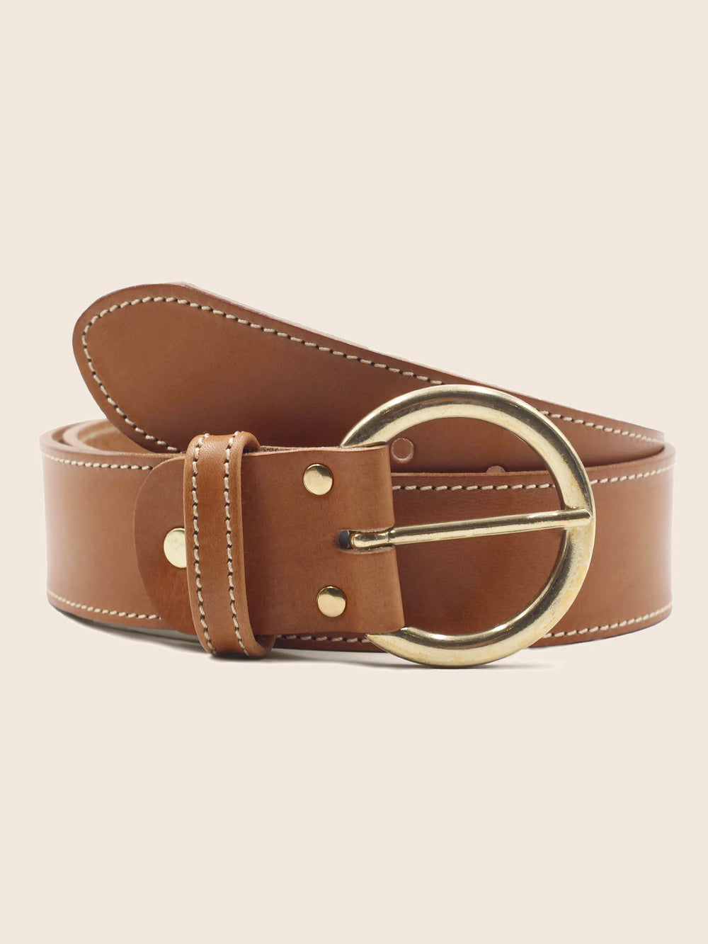 Women's bohemian tan leather belt made in France | JULES & JENN