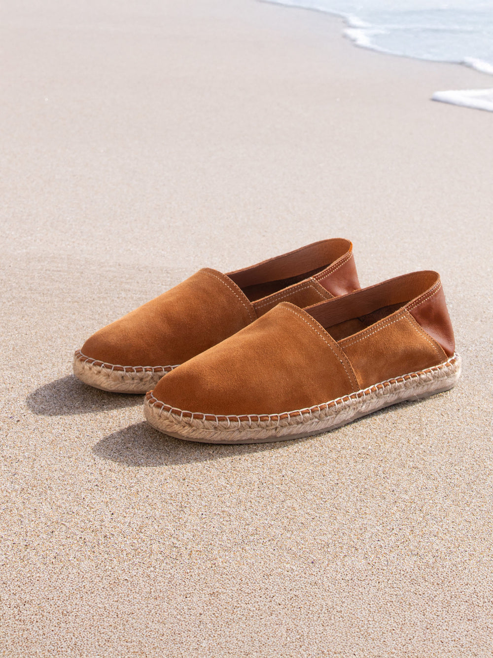 Men's cognac suede leather espadrilles Made in Portugal | JULES & JENN