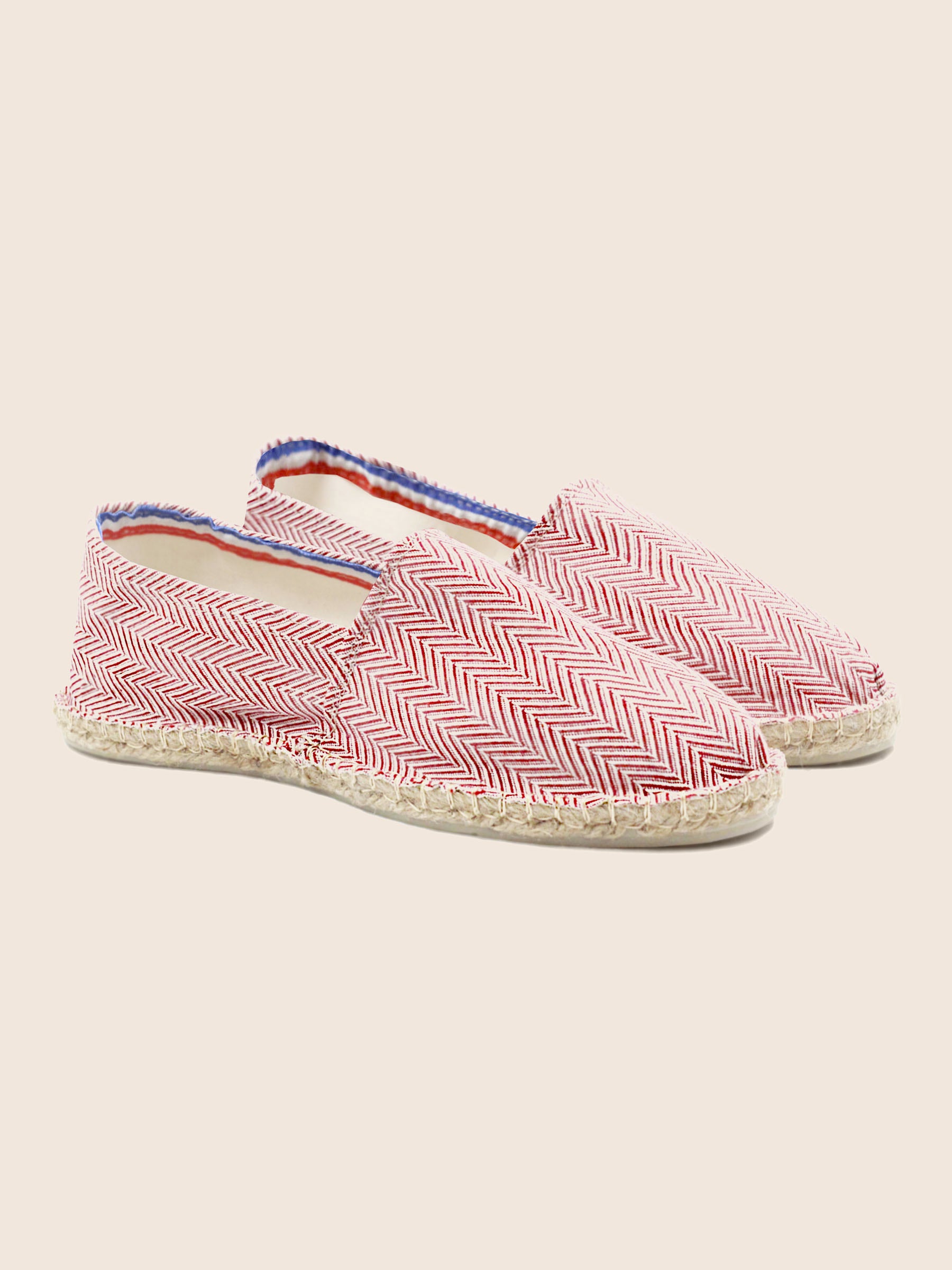 Espadrilles toile coton recyclé blanc & rouge made in France | JULES & JENN
