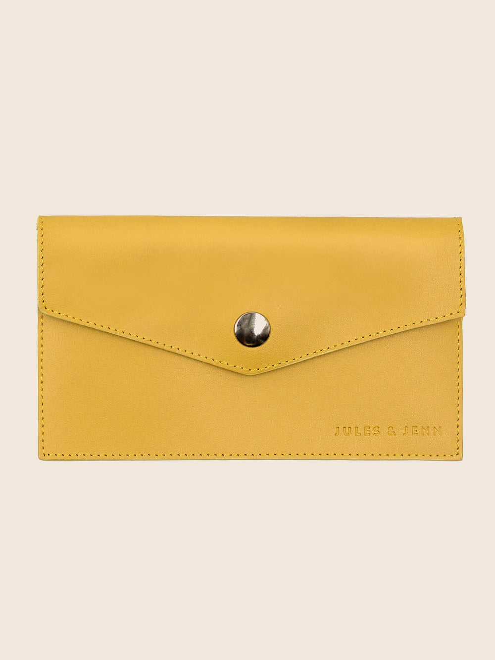 Upcycled mustard leather envelope pouch made in France | JULES & JENN